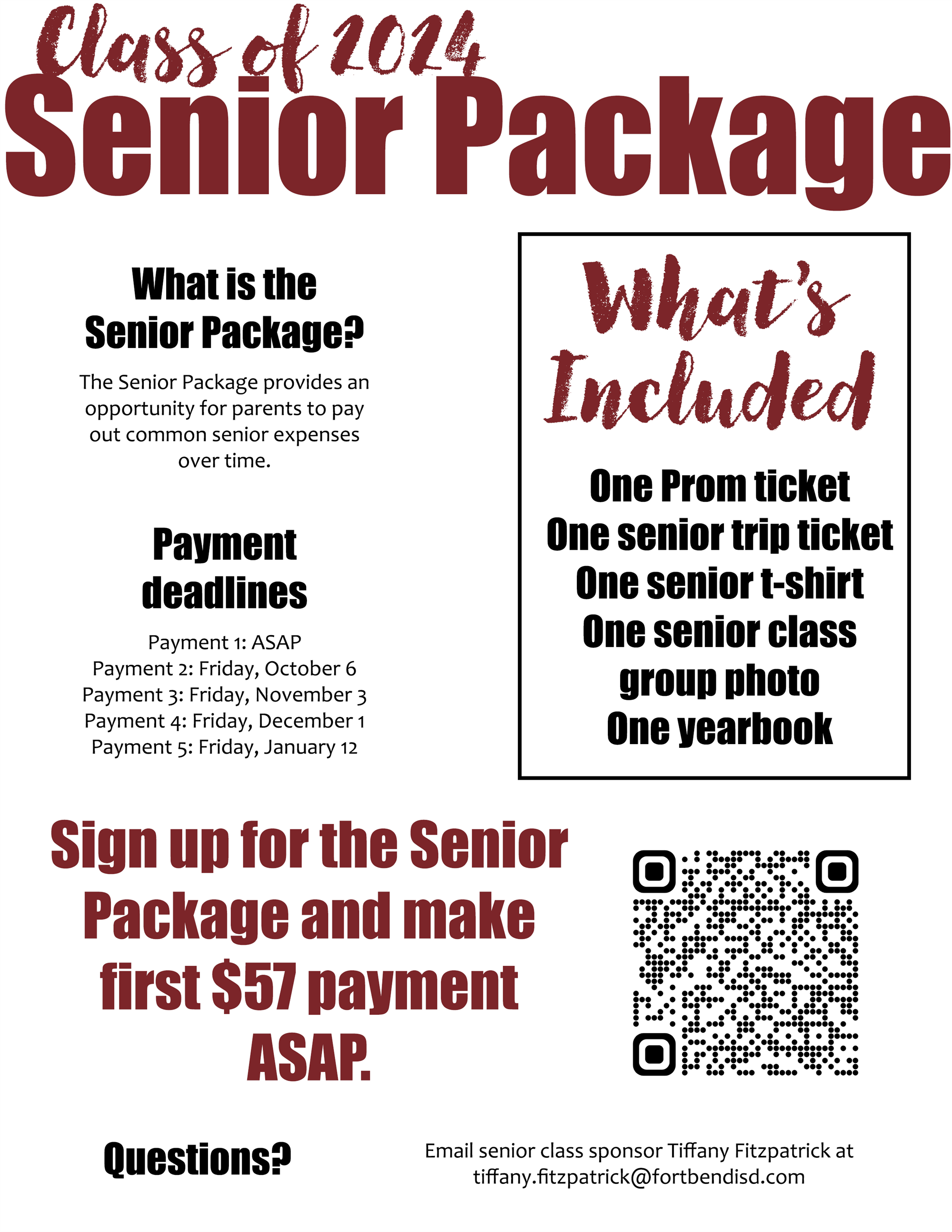 Senior Class of 2024 Information / Senior Package Payments
